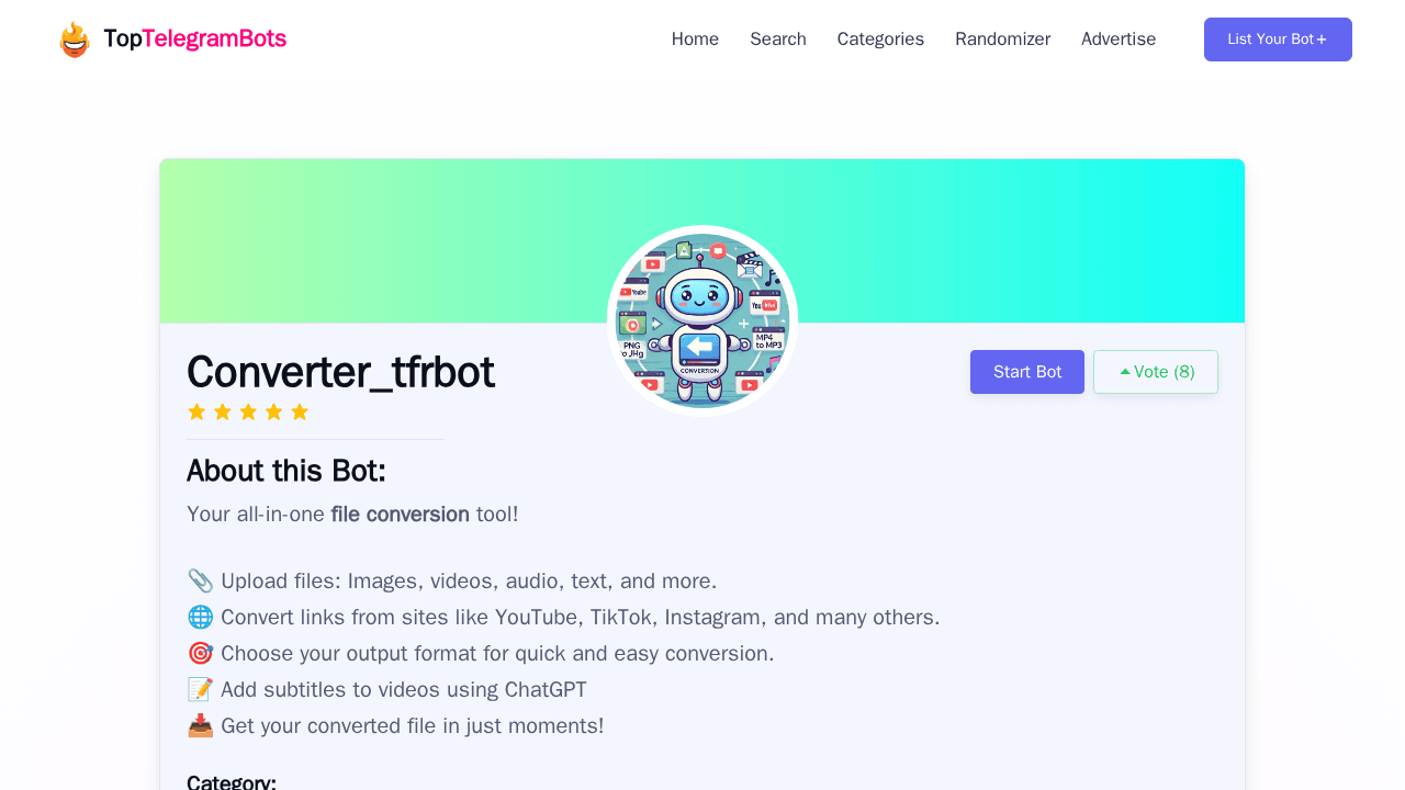 Converter_tfrbot Telegram Bot - Reviews, Invite Links & Features! | The ...