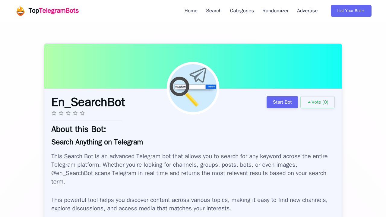 En_SearchBot Telegram Bot - Reviews, Invite Links & Features! | The Best Search Telegram Bots