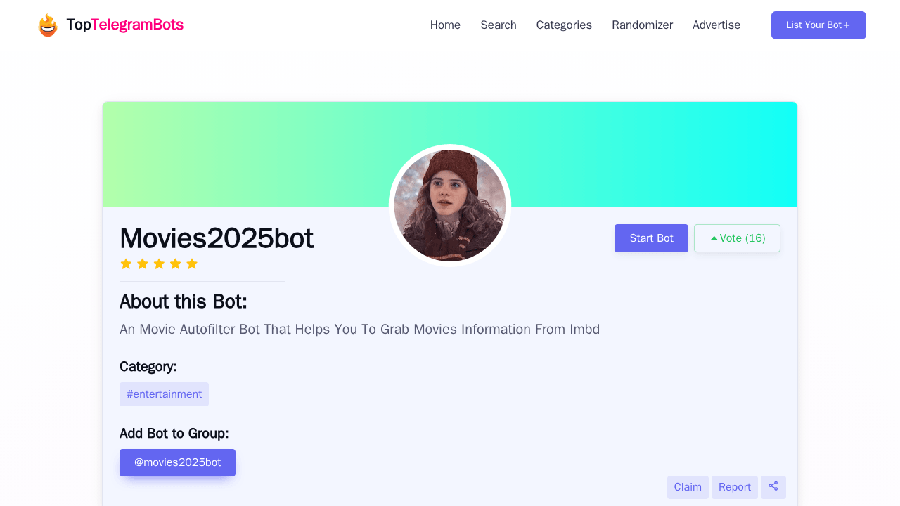 Movies2025bot Telegram Bot - Reviews, Invite Links & Features! | The ...