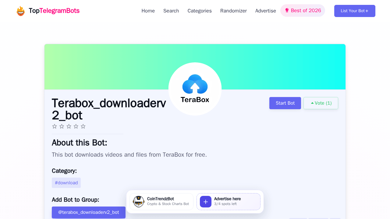 Terabox_downloaderv2_bot Telegram Bot - Reviews, Invite Links ...